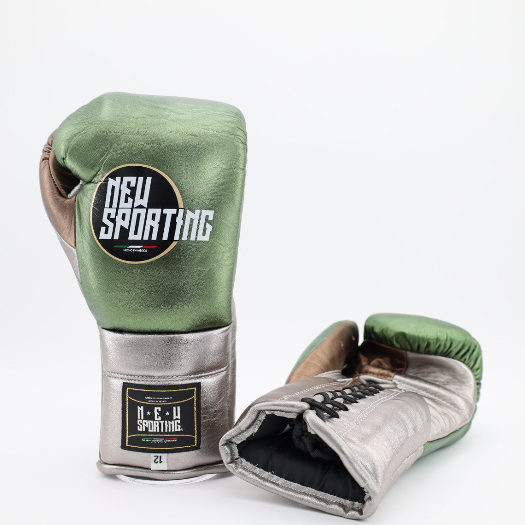 New Sporting HHF Lace Up Training Gloves - metallic green / metallic b – The Boxer Boutique